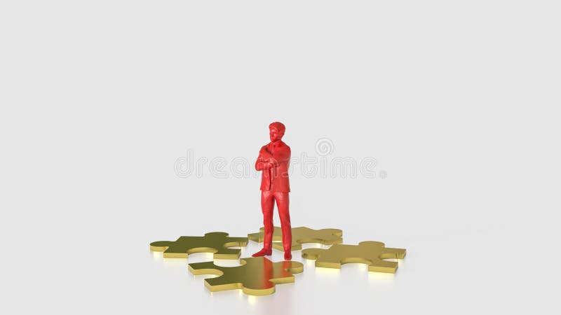 The Red Man and Jigsaw Puzzle for Business Concept 3d Rendering Stock ...