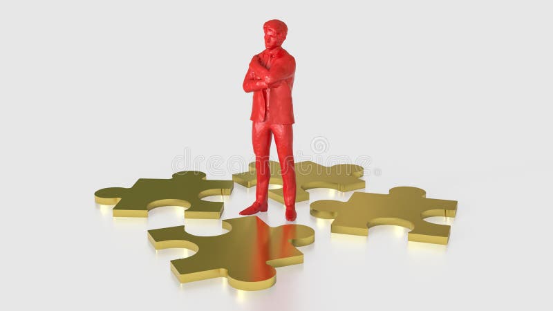 The Red Man and Jigsaw Puzzle for Business Concept 3d Rendering Stock ...