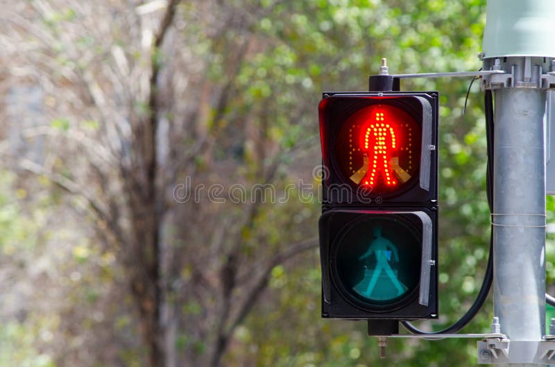 Red Man Light at a Pedestrian Crossing at the Street. Stock Photo ...