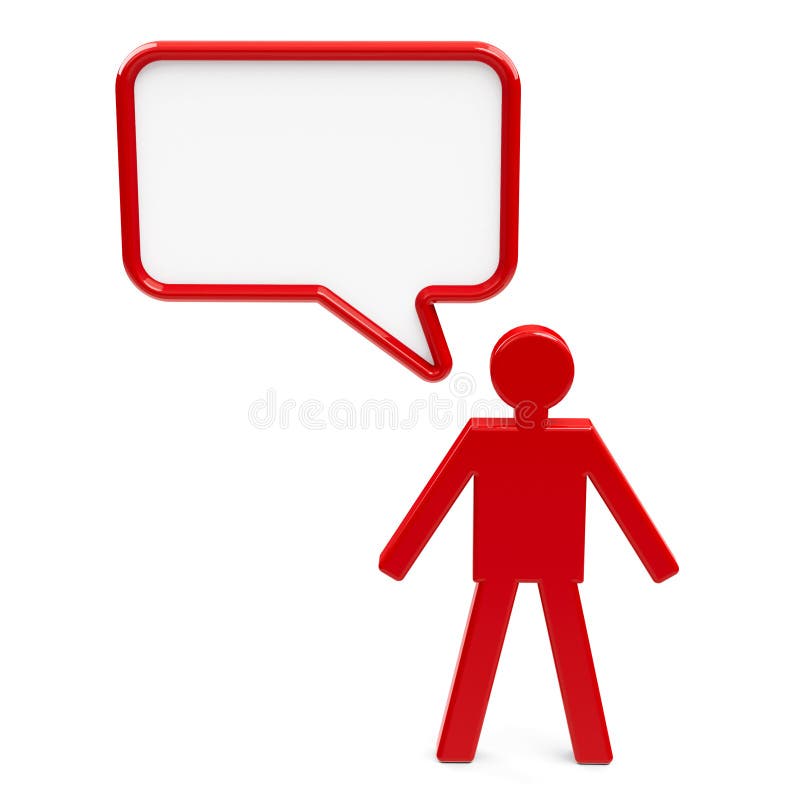 Red man with speech bubble stock illustration. Illustration of feedback ...