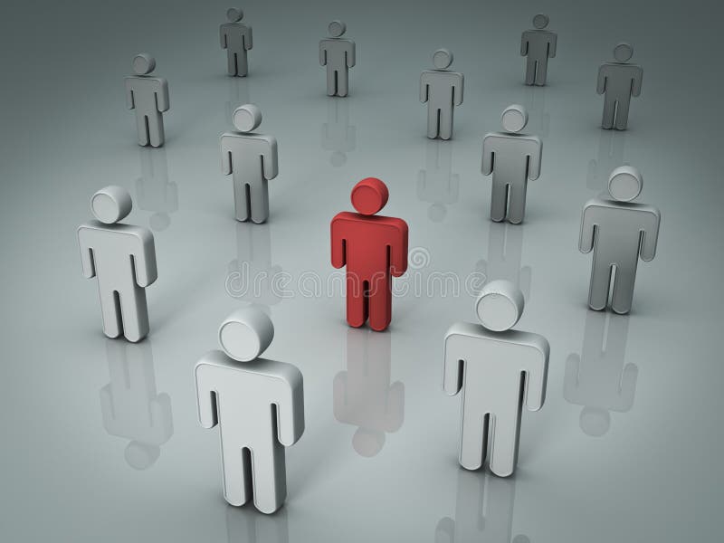 Red Man Stand Out from the Crowd Different Concept Stock Illustration ...