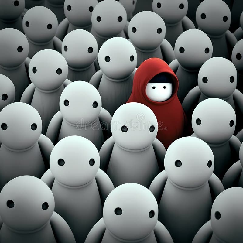 Red Man Standing Out. Generative AI Stock Illustration - Illustration ...