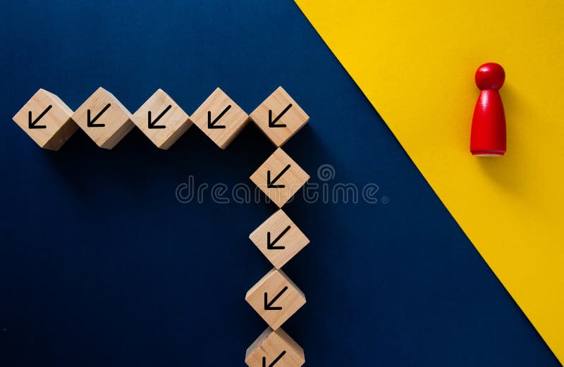 Red Manager Changing Direction, Taking a Different Path from Wooden ...