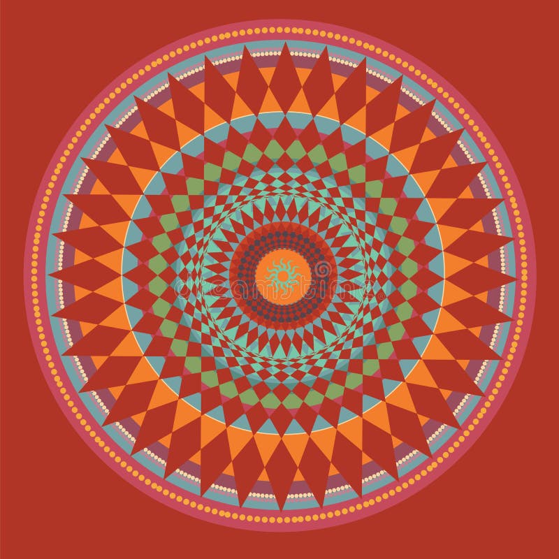 Red mandala stock vector. Illustration of drawing, sign - 28056657