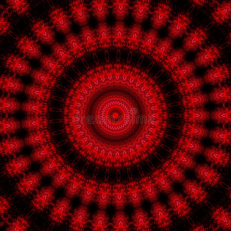 Red Mandala Colorful Abstract on the Black Background Stock ...