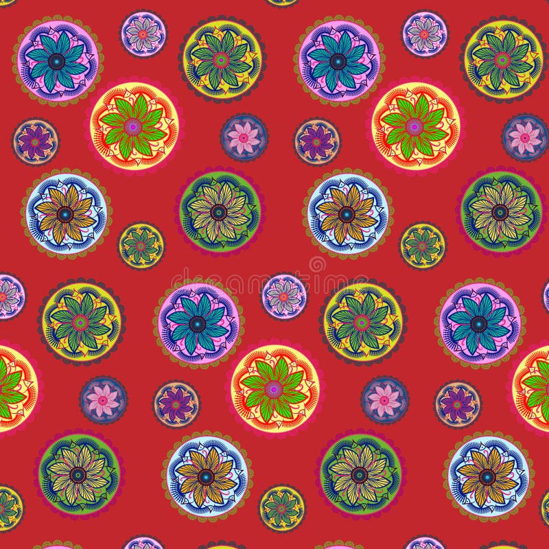 Red Mandala Illustration Surface Pattern Design Stock Illustration ...