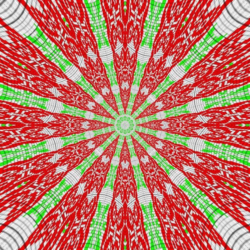 Red Mandala of Roses Shape Ribbons, Ethno Motif Stock Illustration ...