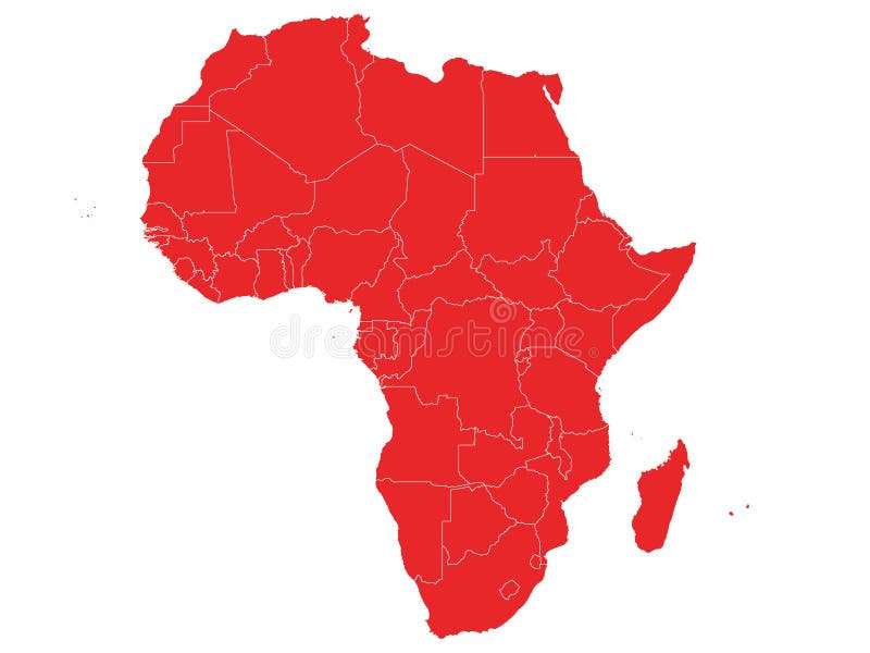 Red map of Africa stock vector. Illustration of blue - 167507175