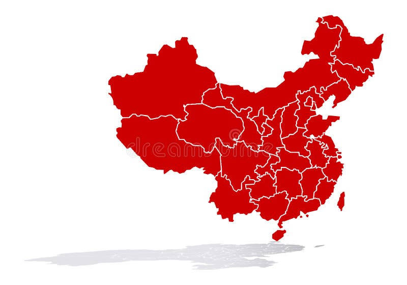Red Map of the Flag of China. Stock Vector - Illustration of background ...