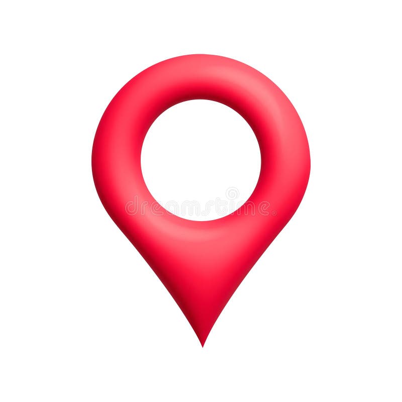 Red Map Location Pin Icon with a Circular Opening in a 3d Design ...