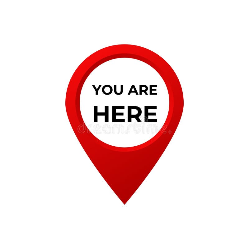 Red Map Location Pin with Message You are Here Showing Navigation and ...