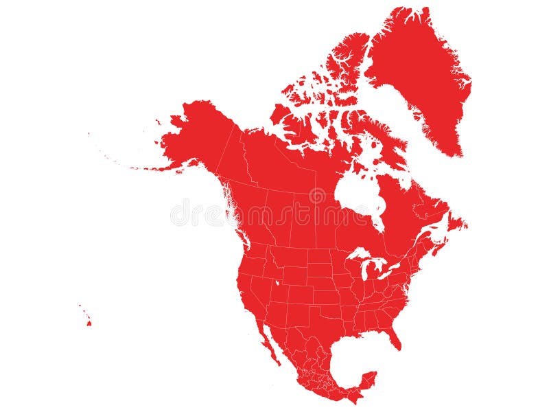 Red map of North America stock vector. Illustration of vector - 167506535
