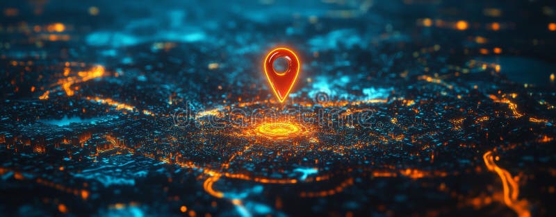 A Red Map Pin on a City Network Connection, Illustrating GPS Navigation ...