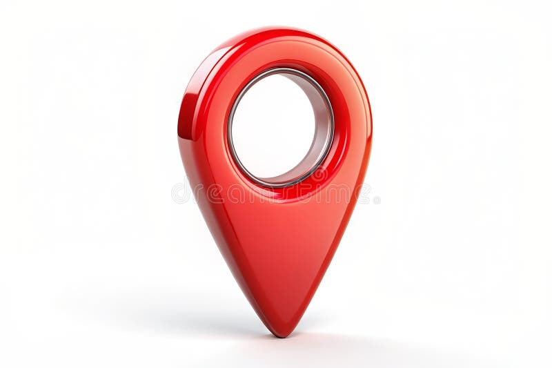 A Red Map Pin with a Hole in the Center on a White Backdrop Stock ...