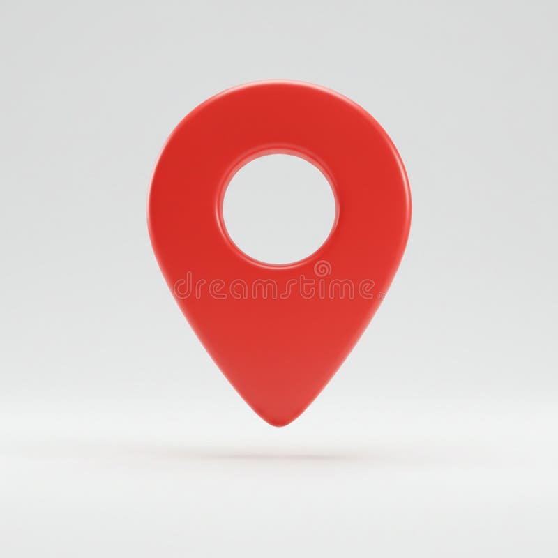 Red Map Pin Icon with a Circular Cutout, Appearing To Float Against a ...