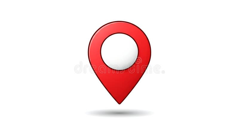 Red Map Pin Icon with a Circular Opening in the Center, Casting a ...