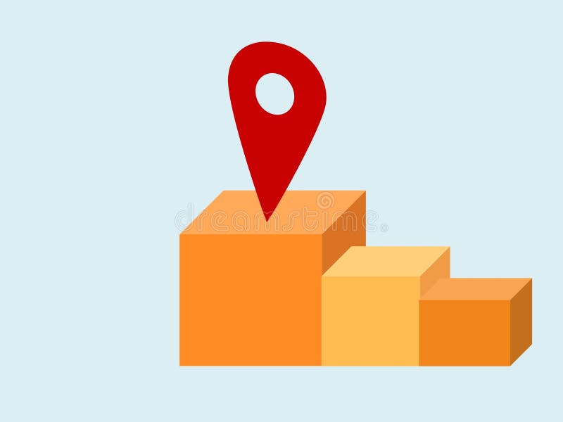 Set of Parcel Boxes with Red Map Pin Icon. Stock Illustration ...