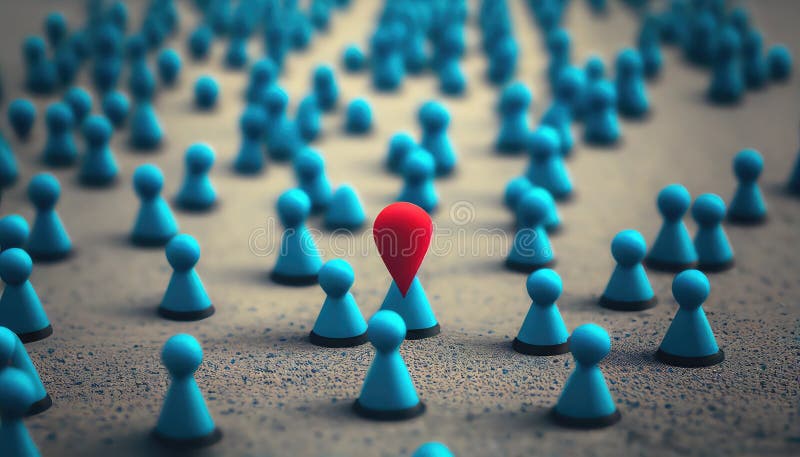 Red Map Pin and Lots of Blue Pushpins. Generative AI Stock Illustration ...