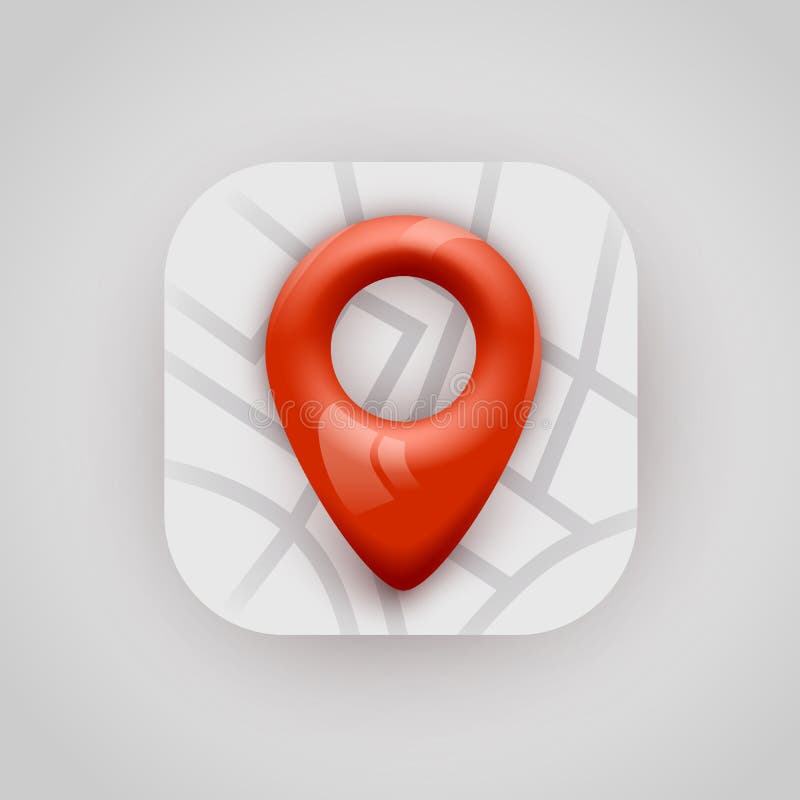 Red Map Pin Pointer on Map. Modern App Icon Stock Vector - Illustration ...