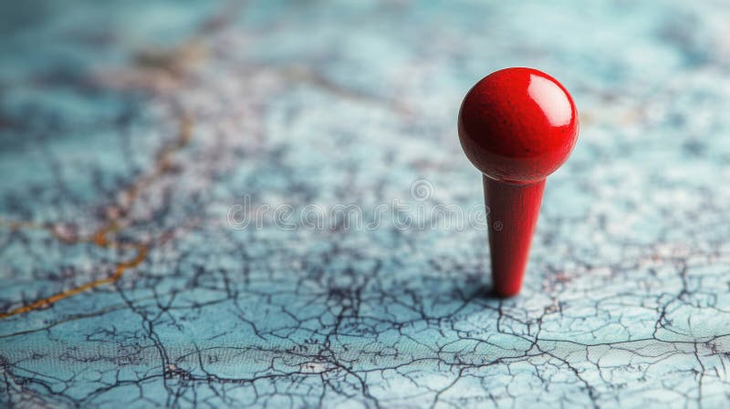 Red Map Pin on Textured Blue Map Surface Stock Image - Image of ...