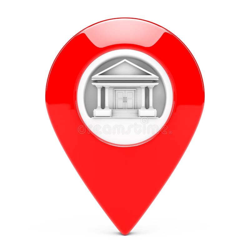 Red Map Pointer Government Building Target 3d Rendering Stock ...