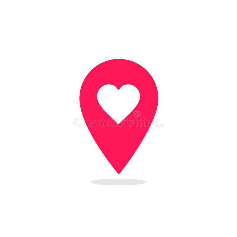 Red Map Pointer Heart Icon. GPS Location Symbol. Web Pointer - Heart ...