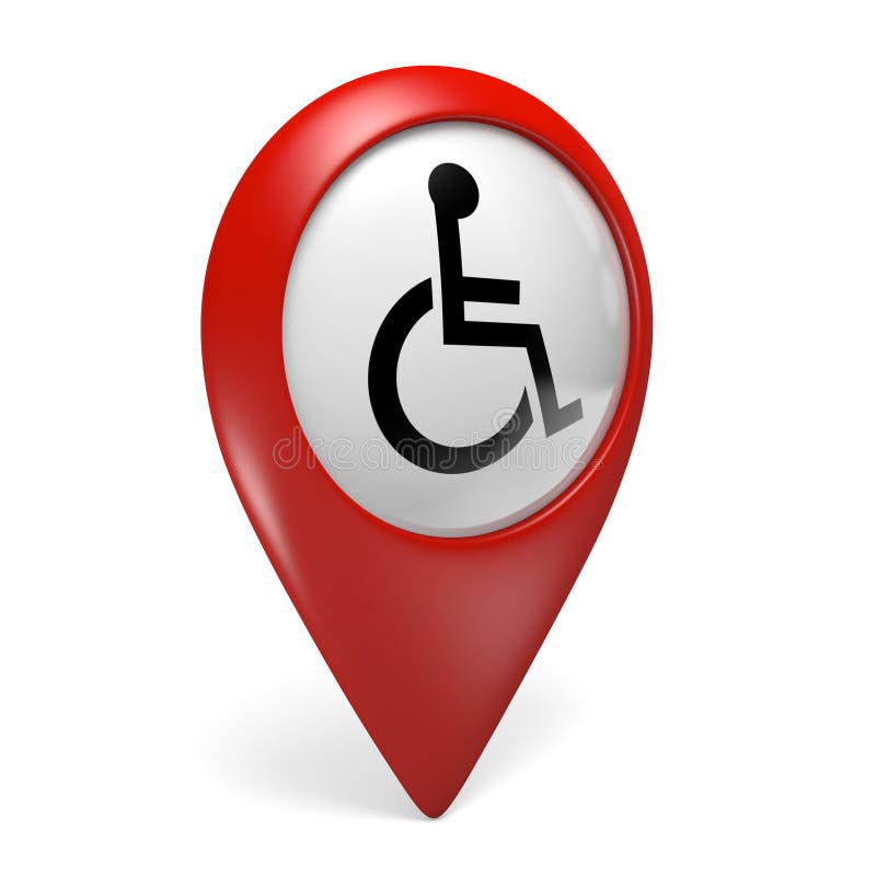 Red Map Pointer Icon with a Wheelchair Symbol for Handicapped Persons ...