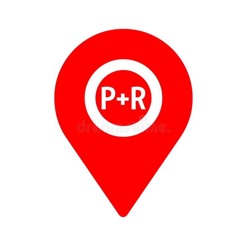 Red Map Pointer with P + R Sign Stock Illustration - Illustration of ...