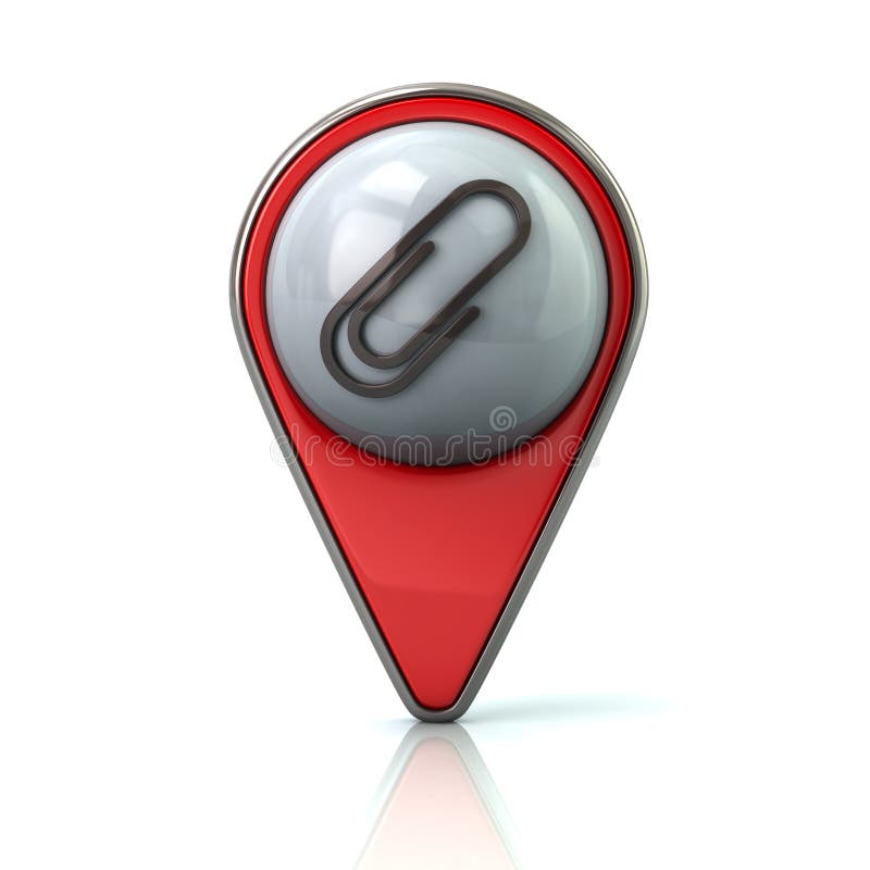 Red Map Pointer with Paper Clip Icon Stock Illustration - Illustration ...