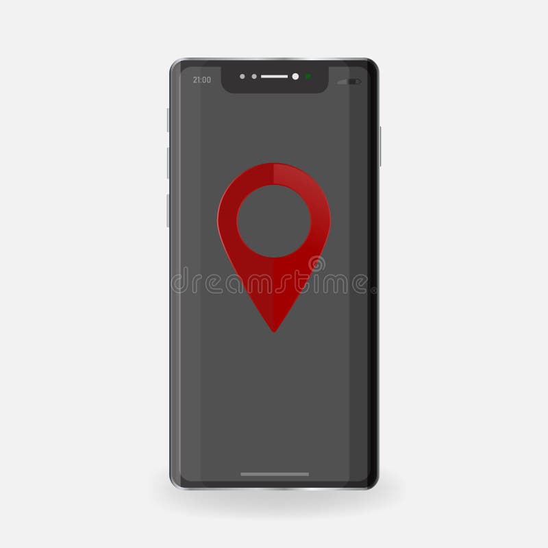 Red Map Pointer on Phone Vector Icon. Symbol Gps Navigator Stock Vector ...