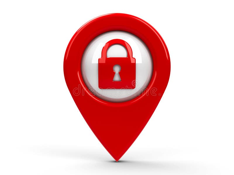 Red map pointer security stock illustration. Illustration of lock ...