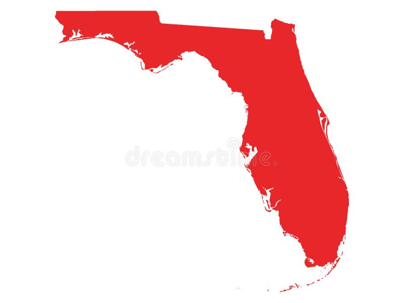 Red Map of US State of Florida Stock Vector - Illustration of dakota ...