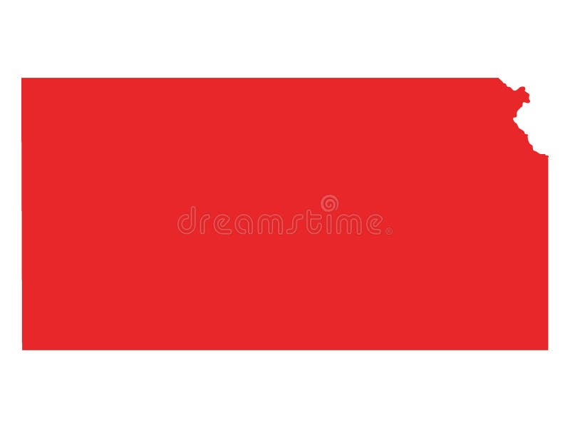 Red Map of US State of Kansas Stock Vector - Illustration of arkansas ...