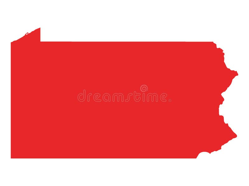 Red Map of US State of Pennsylvania Stock Vector - Illustration of blue ...