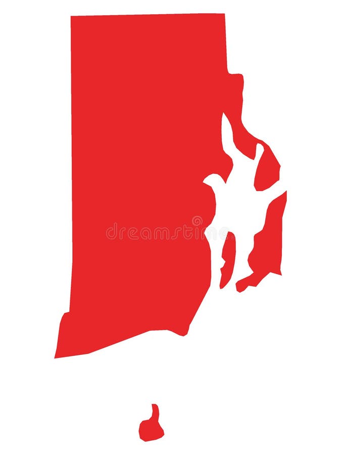 Red Map of US State of Rhode Island Stock Vector - Illustration of blue ...