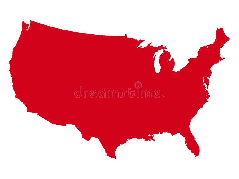 Red map of USA stock vector. Illustration of cunha, mali - 134371934