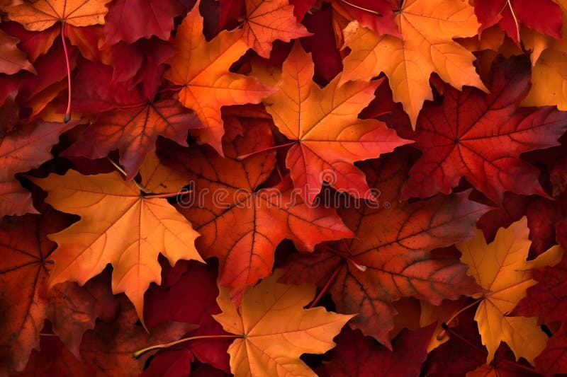 Red Maple Fall Leaves, Nature Pattern. Autumn Background, Flat Design ...