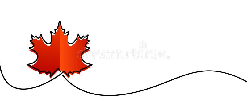 Red Maple Leaf Drawn by Single Line Stock Vector - Illustration of ...