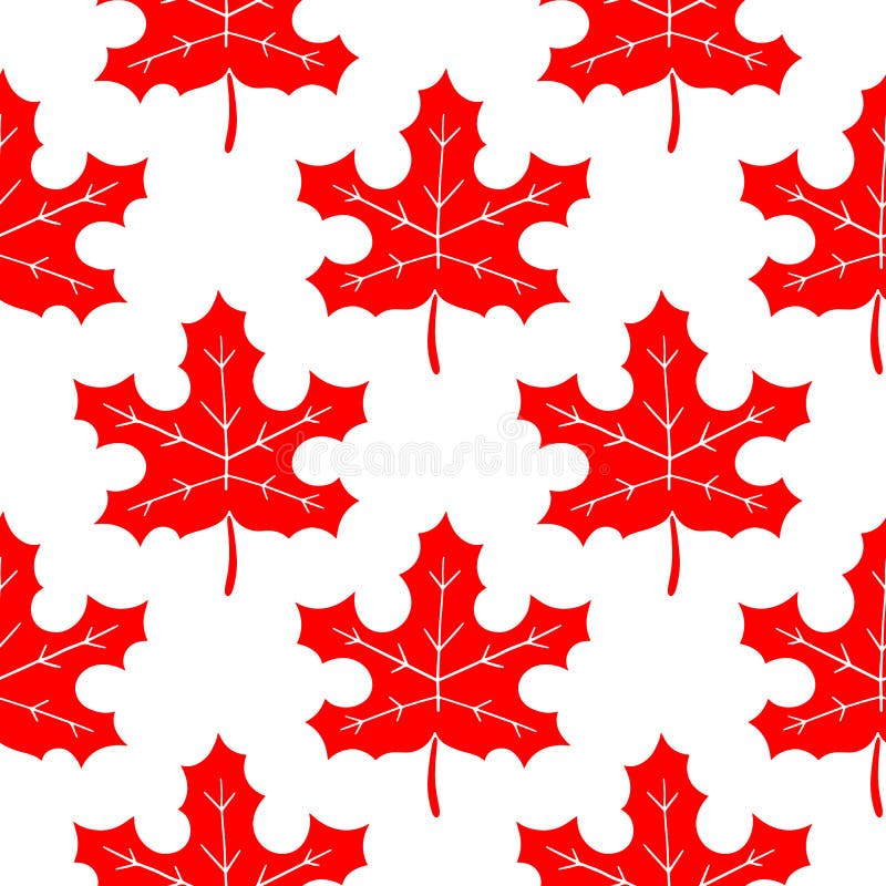 Red Maple Leaf, the Emblem of Canada, Vector Seamless Pattern in the ...