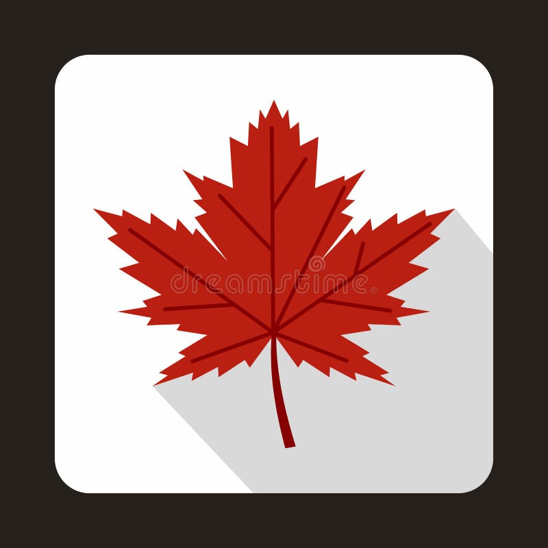 Red Maple Leaf Icon in Flat Style Stock Vector - Illustration of gold ...