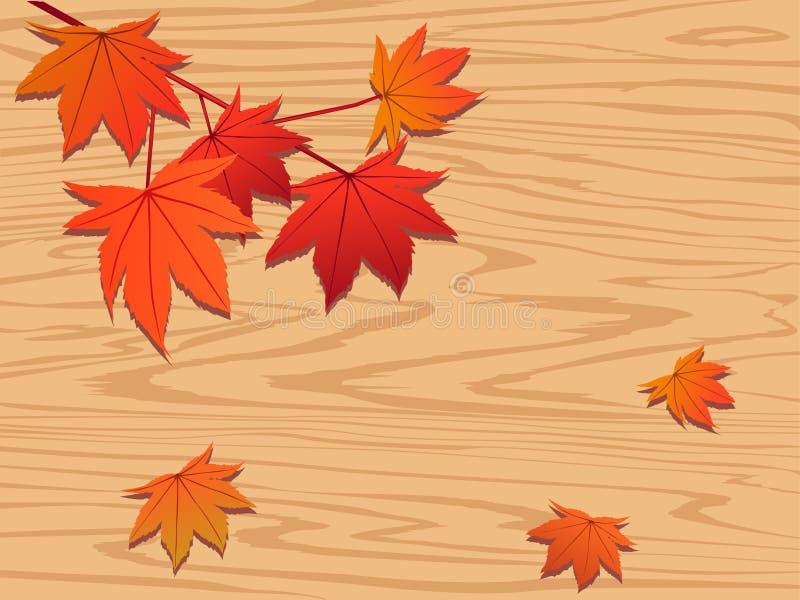 Red maple leaf on wood stock vector. Illustration of natural - 4718510