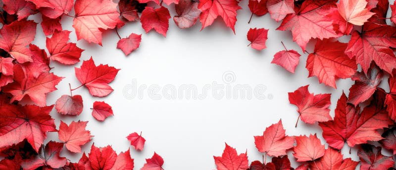 Red Maple Leaves Border with White Copy Space Stock Image - Image of ...