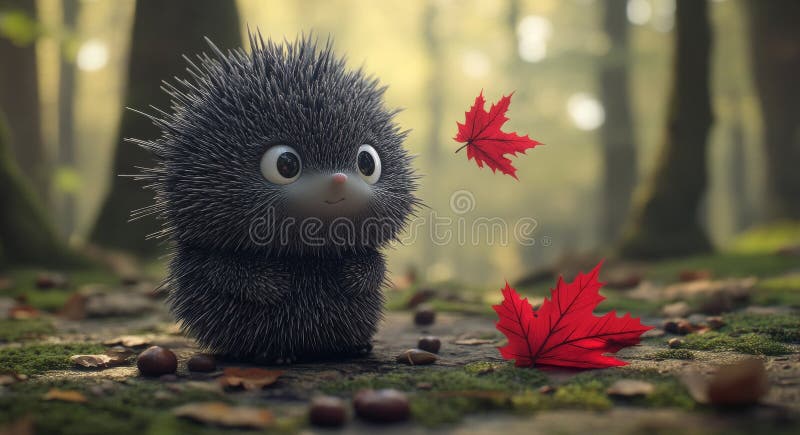 Red Maple Leaves Fall from Above, Viewed from the Perspective of a ...