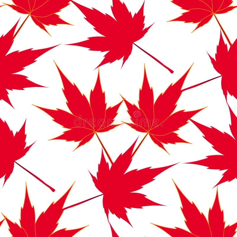 Red Maple Leaves. Seamless Pattern. Japanese Symbolism. Illustration ...