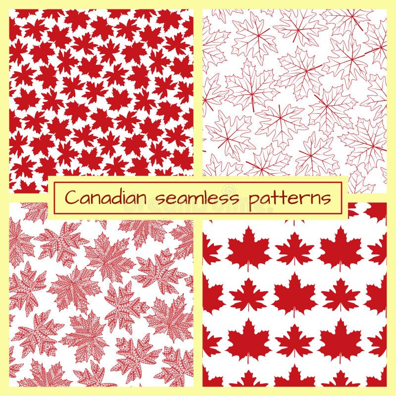 Red Maple Leaves Seamless Patterns Stock Vector - Illustration of ...