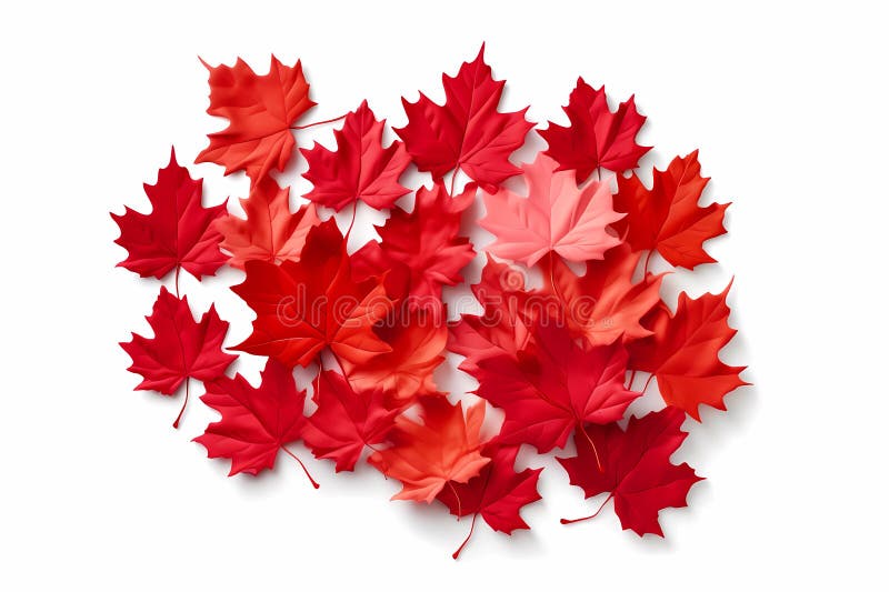 Red Maple Leaves on a White Background AI Generation Stock Illustration ...