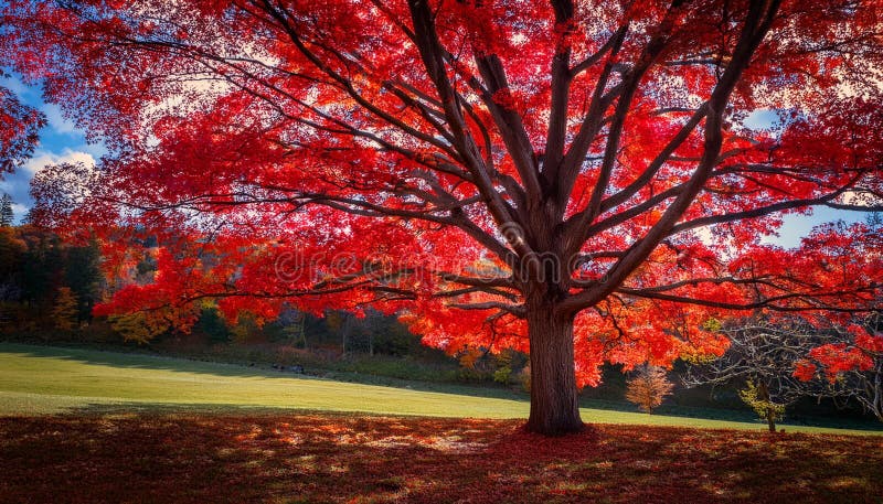 Red Maple Tree, AI Generated Stock Illustration - Illustration of ...
