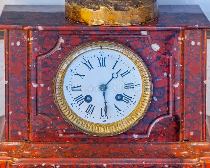 Red Marble Clock stock image. Image of marble, round - 242418951
