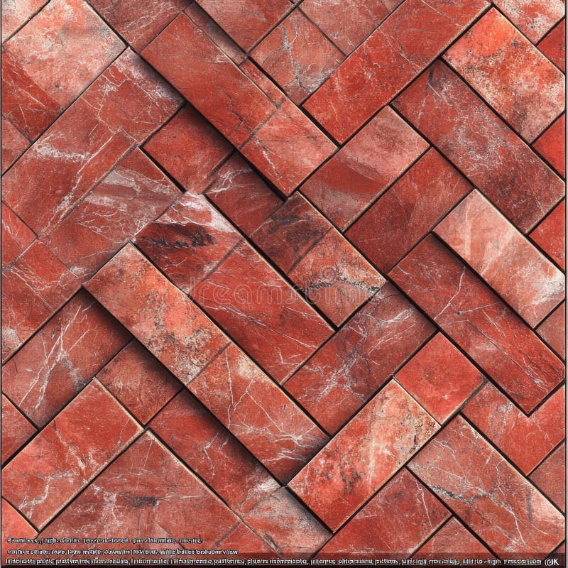 Red Marble Herringbone Tiles with Natural Texture and Vivid Patterns ...