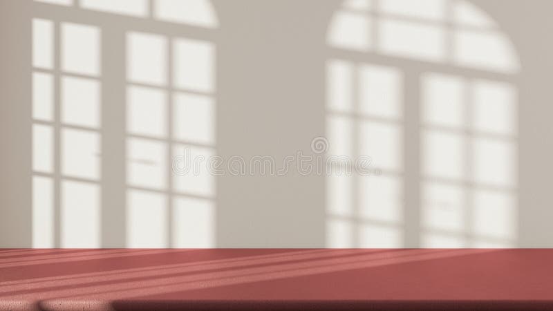 Red Marble Table with White Stucco Wall Background with Window Light ...
